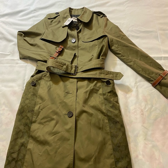 Coach | Jackets & Coats | Coach Womens Trench Coat Small Olive Green ...
